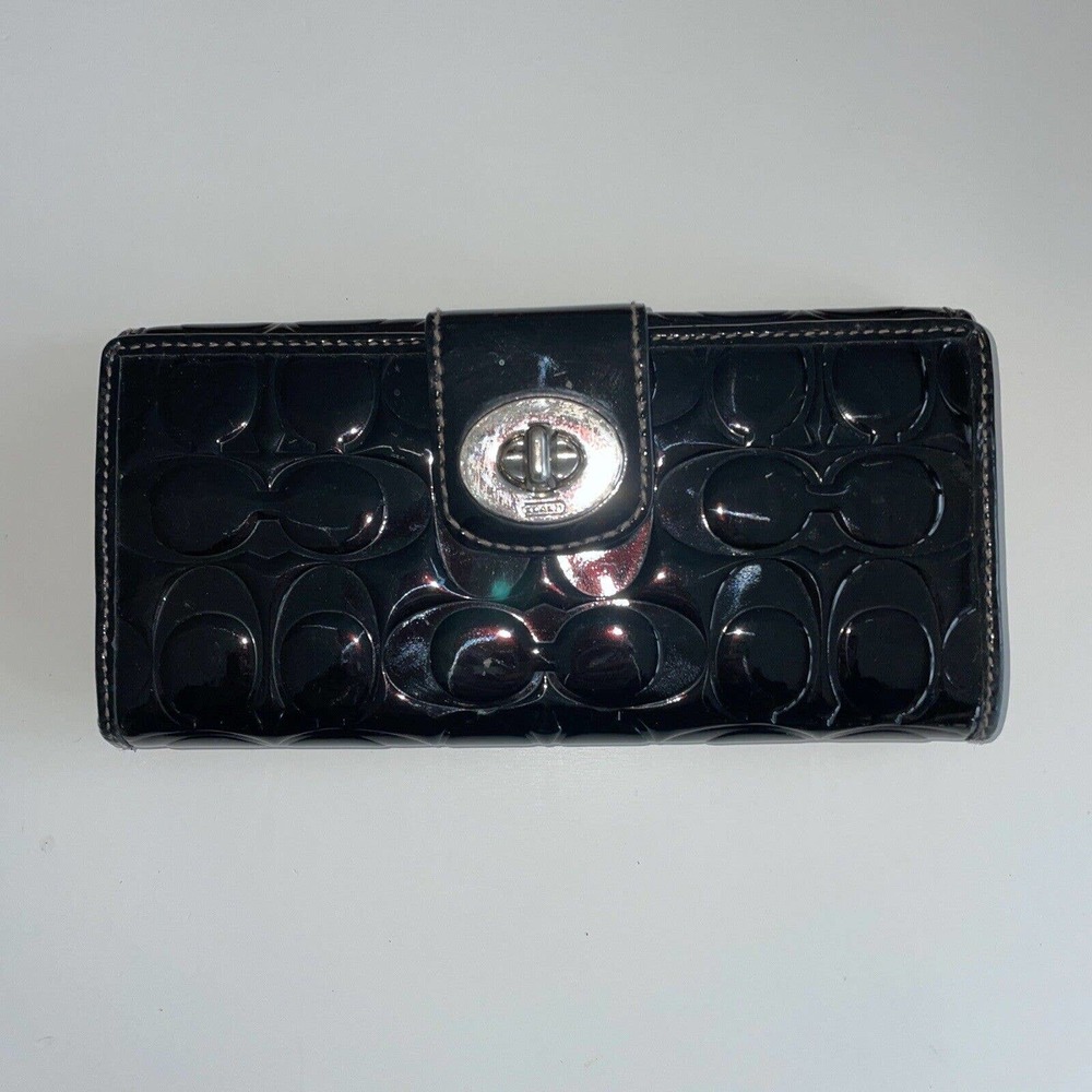 Coach Signature Patent Leather Embossed Wallet Credit… - Gem